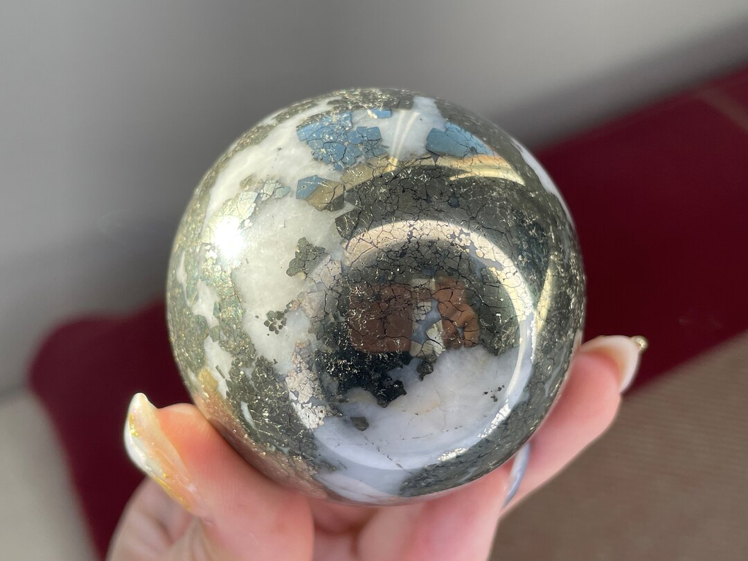 Pyrite in Agate Sphere | Marcasite Agate Sphere - Etsy