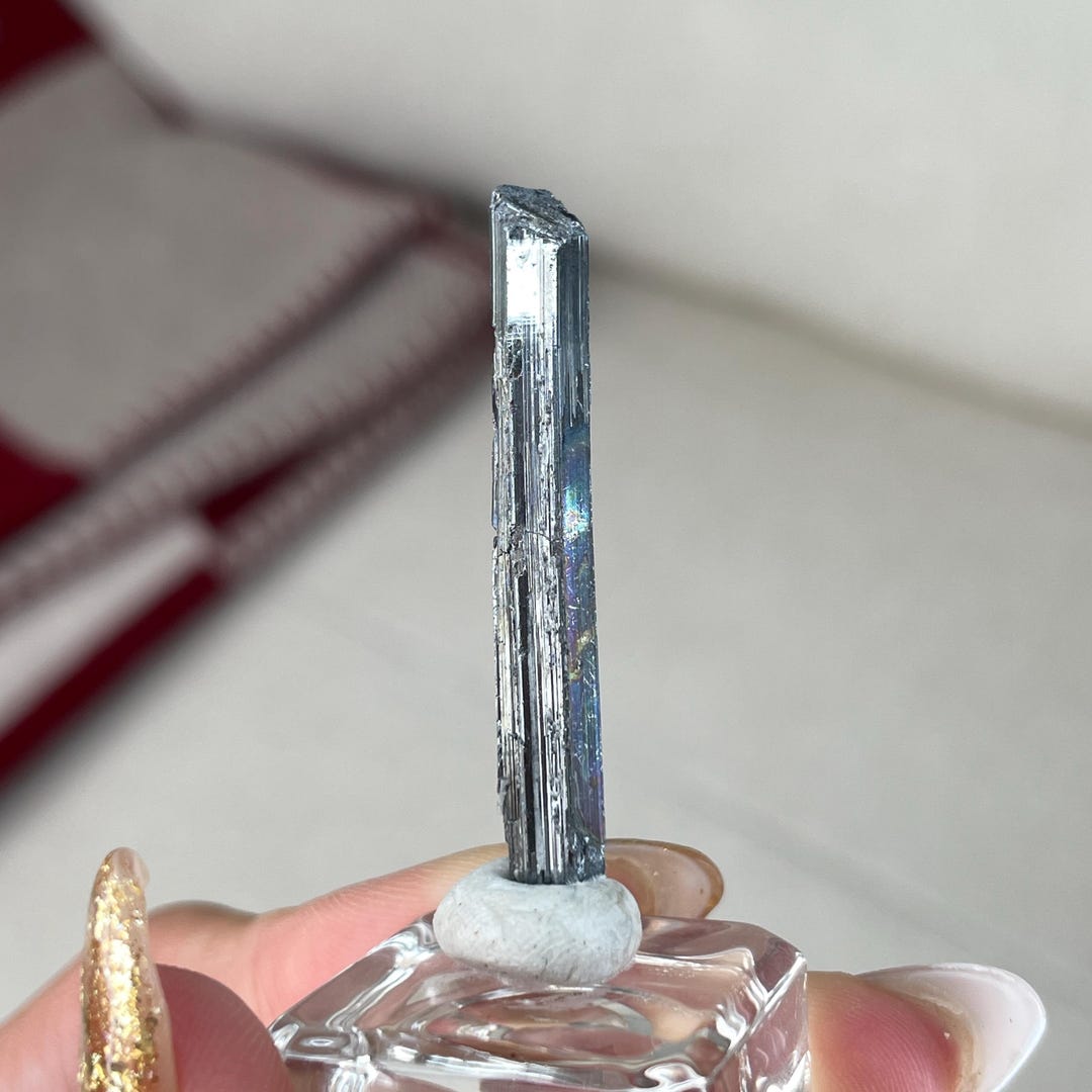 Rare Stibnite With Natural Iridescence Mineral Thumbnail Specimen - Etsy