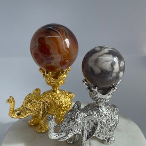 Silver and Gold Elephant Sphere Holder With Trinket Box | Elephant ...