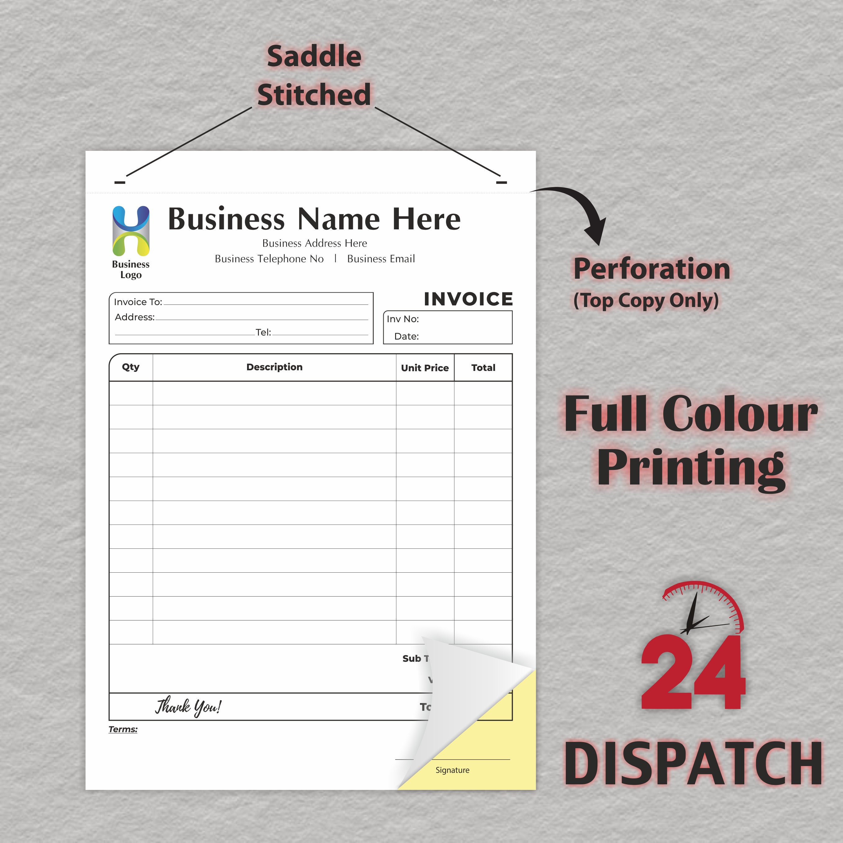 5 X A5 Personalised Duplicate Invoice Books / Bill Books / NCR Pads ...