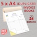 5 X A5 Personalised Duplicate Invoice Books / Bill Books / NCR Pads ...