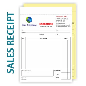 Personalised A5 Duplicate Invoice Book / Bill Book / NCR Pad / Receipt ...
