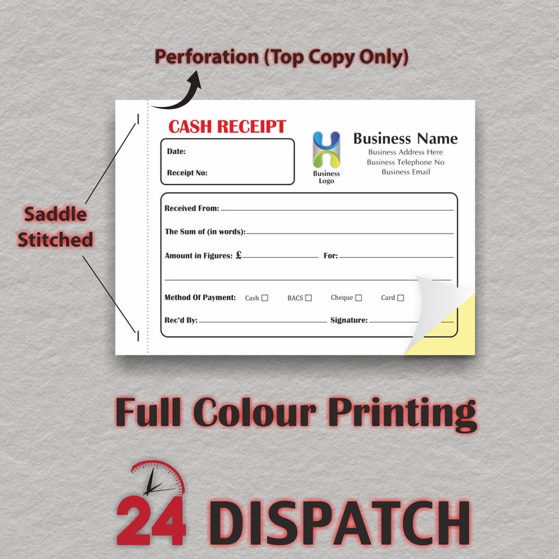 2 X A6 Personalised Duplicate Receipt Books/cash Receipts Full Colour ...