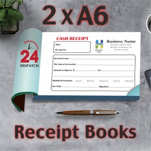 2 X A6 Personalised Duplicate Receipt Books/cash Receipts Full Colour ...