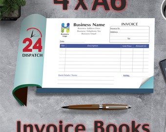 4 X A6 Personalised Duplicate Invoice Books / Invoice Pads Full Colour ...