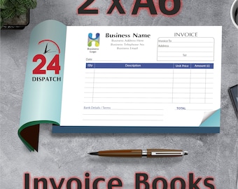 4 X A6 Personalised Duplicate Invoice Books / Invoice Pads Full Colour ...