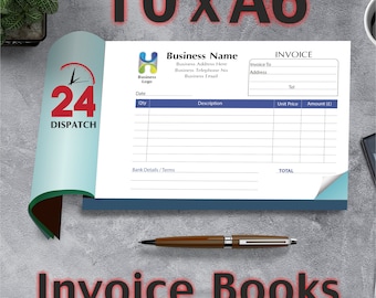 4 X A6 Personalised Duplicate Invoice Books / Invoice Pads Full Colour ...