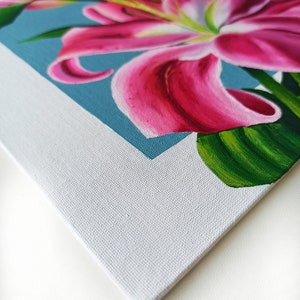 Pink Lilies Oil Painting Flowers Original Art Garden Floral Art Lily on ...