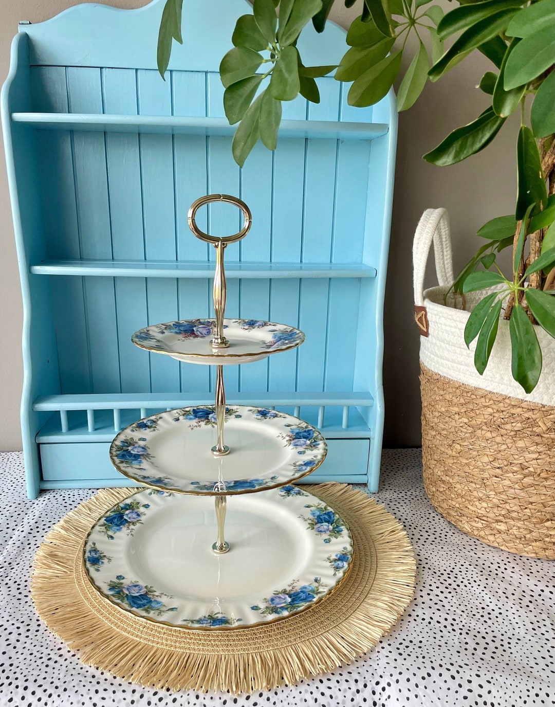 Vintage Royal Albert moonlight Rose Large 3 Tier Cake Stand, Fine Bone ...