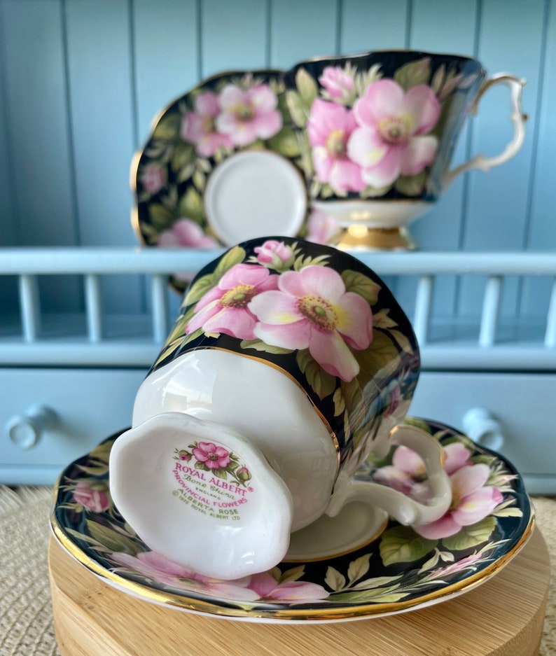 Vintage Royal Albert "alberta Rose" Provincial Flowers Teacup & Saucer ...
