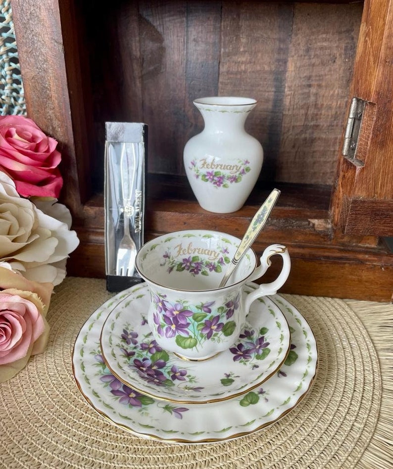 Vintage Royal Albert Flower of the Month Trio's February - Etsy