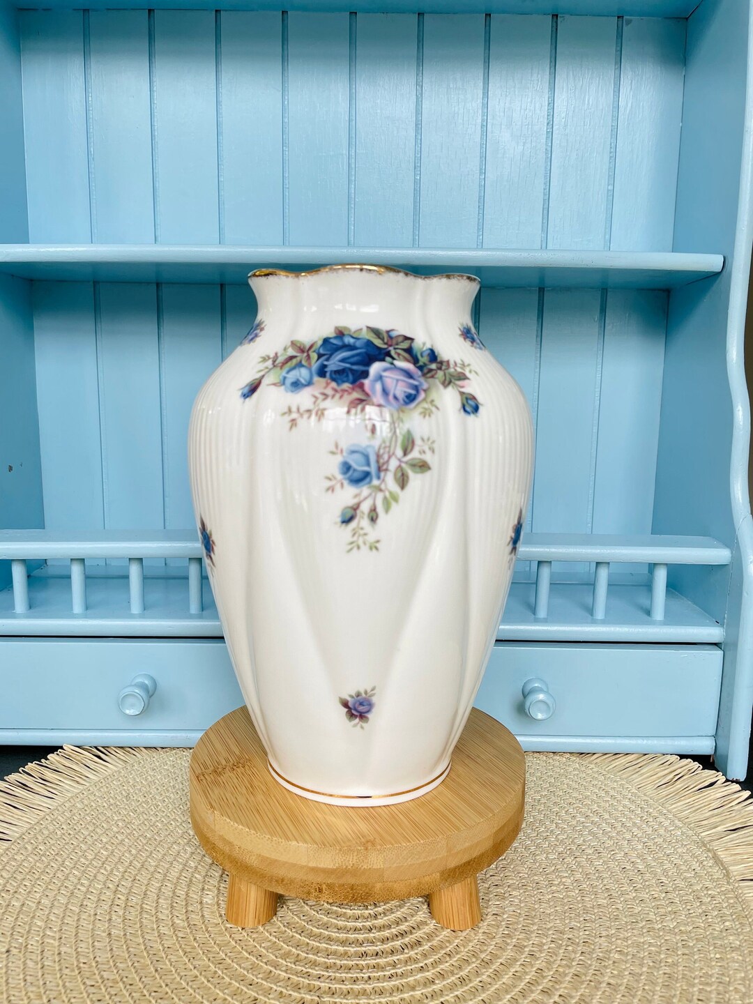 Vintage Royal Albert "moonlight Rose" Large Chelsea Vase, Fine Bone ...