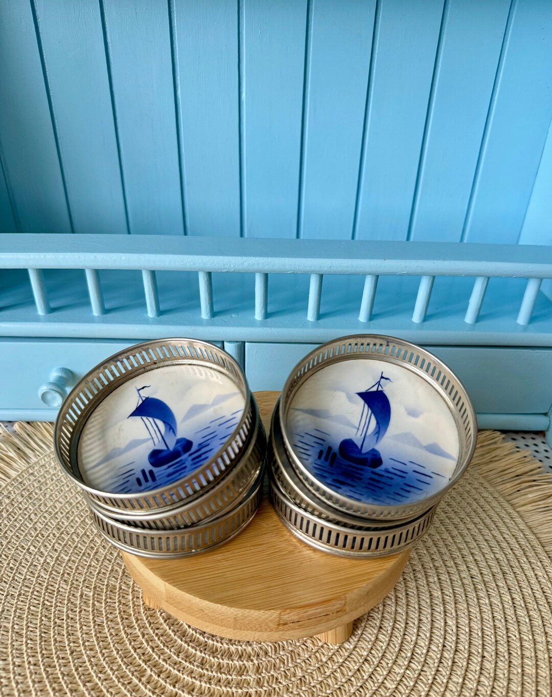 Vintage 'delft Blauw' Dutch Scenes Coasters, Set of 6 Coasters ...