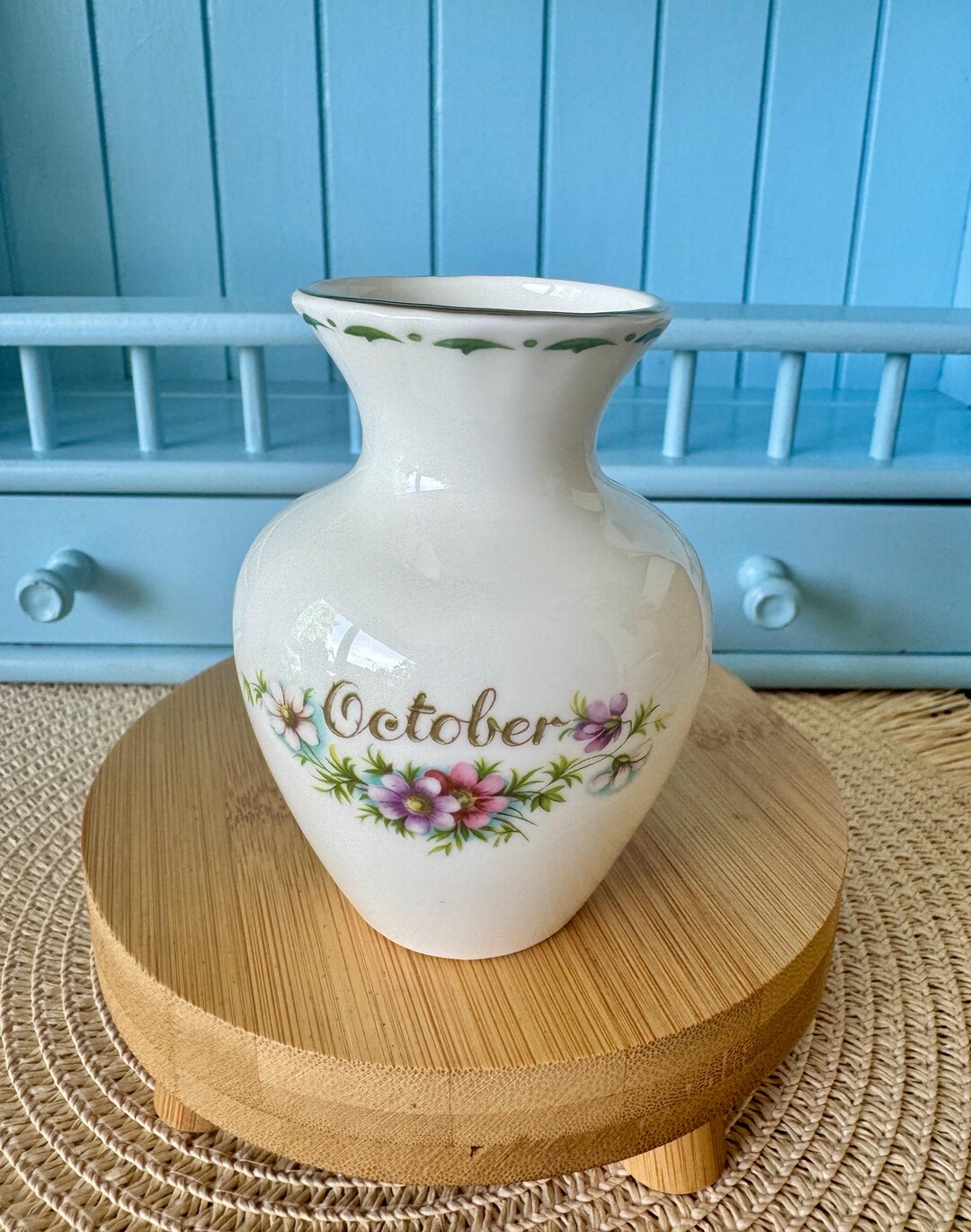 Vintage Royal Albert Flower of the Month Small Vase, October, Bone ...