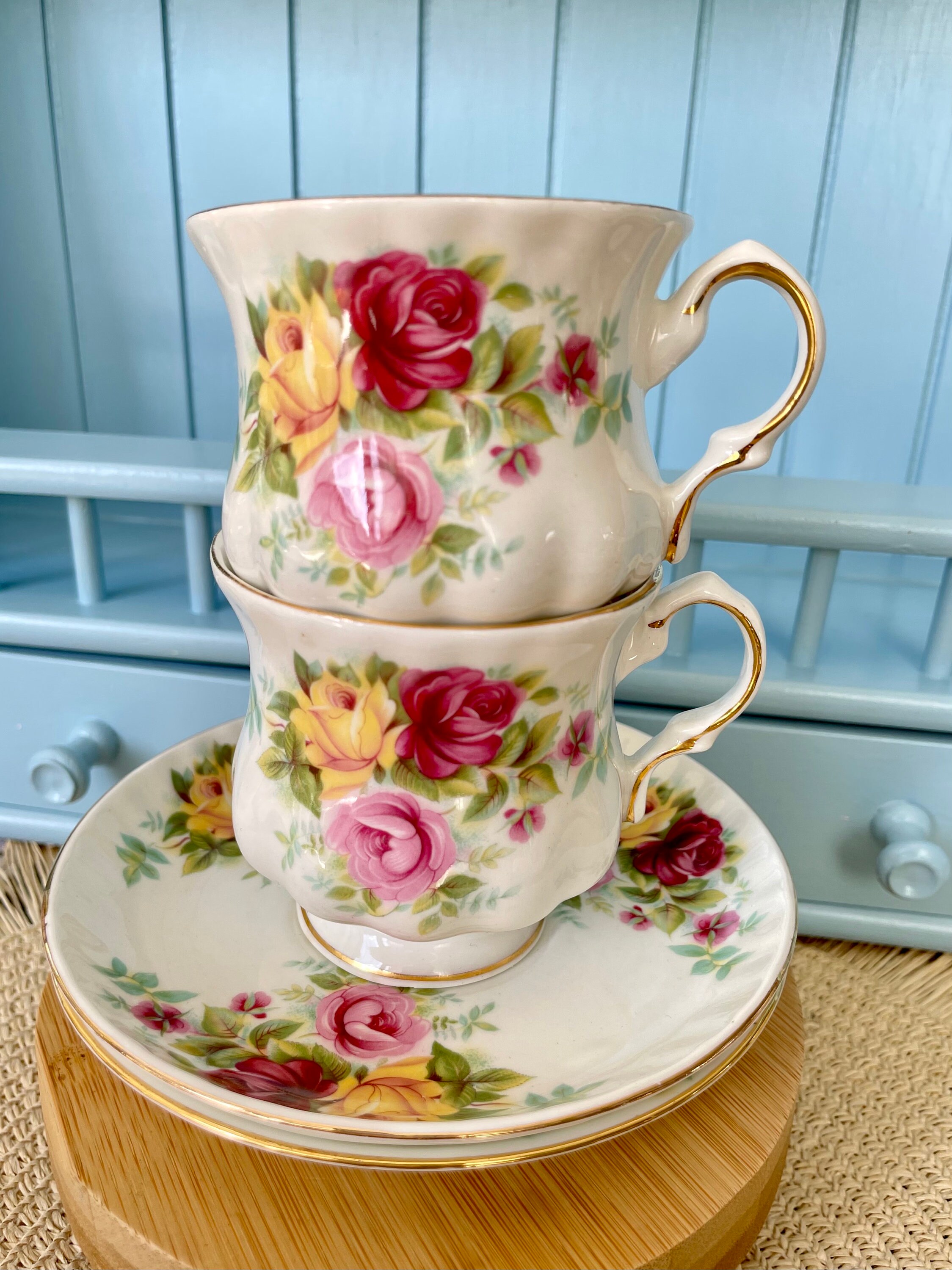 Exquisite Balmoral Castle Rose Flower Teacup and Saucer, Vintage Fine ...