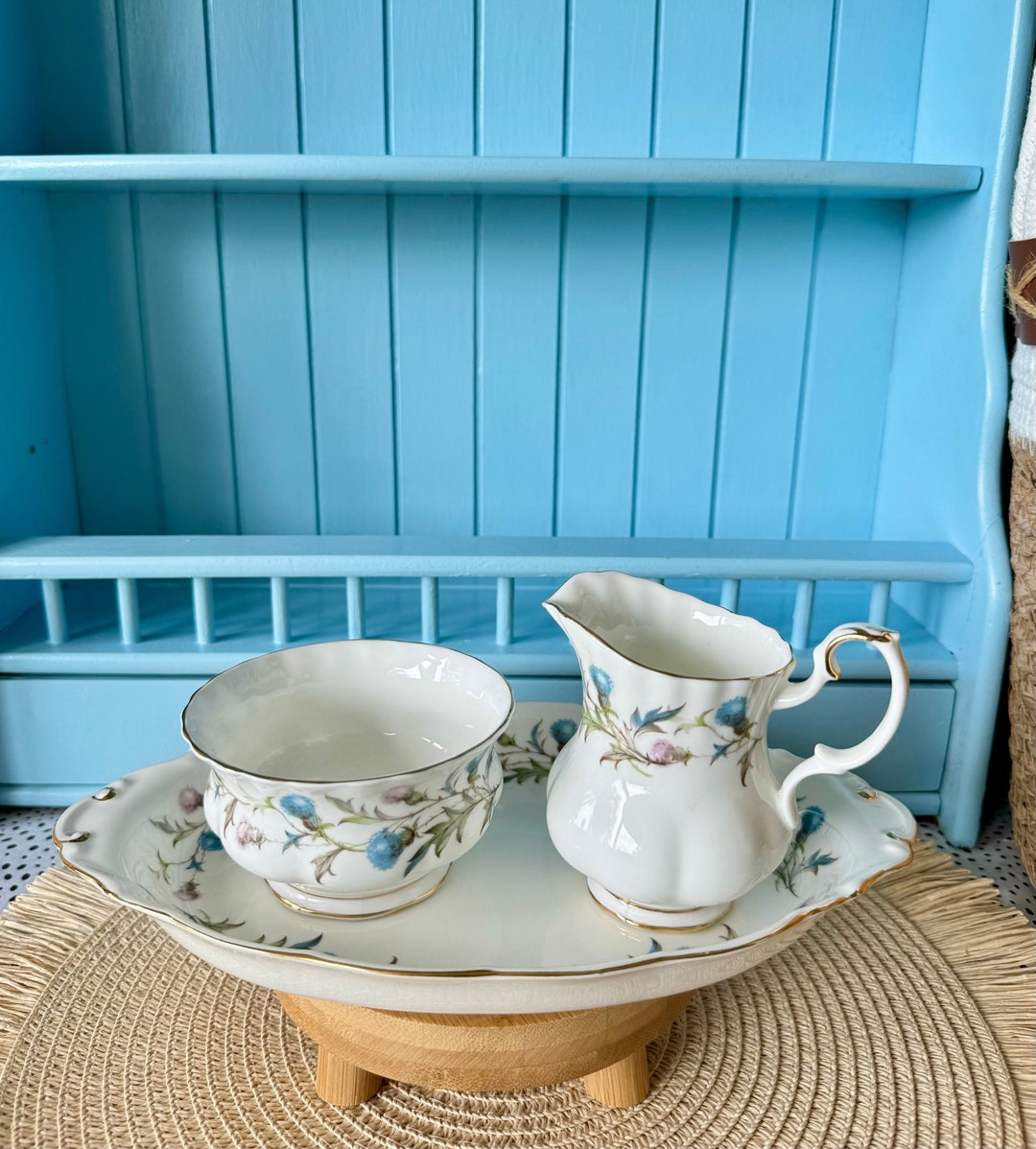 Vintage Royal Albert "brigadoon Thistle Creamer Set, Sugar Bowl ...