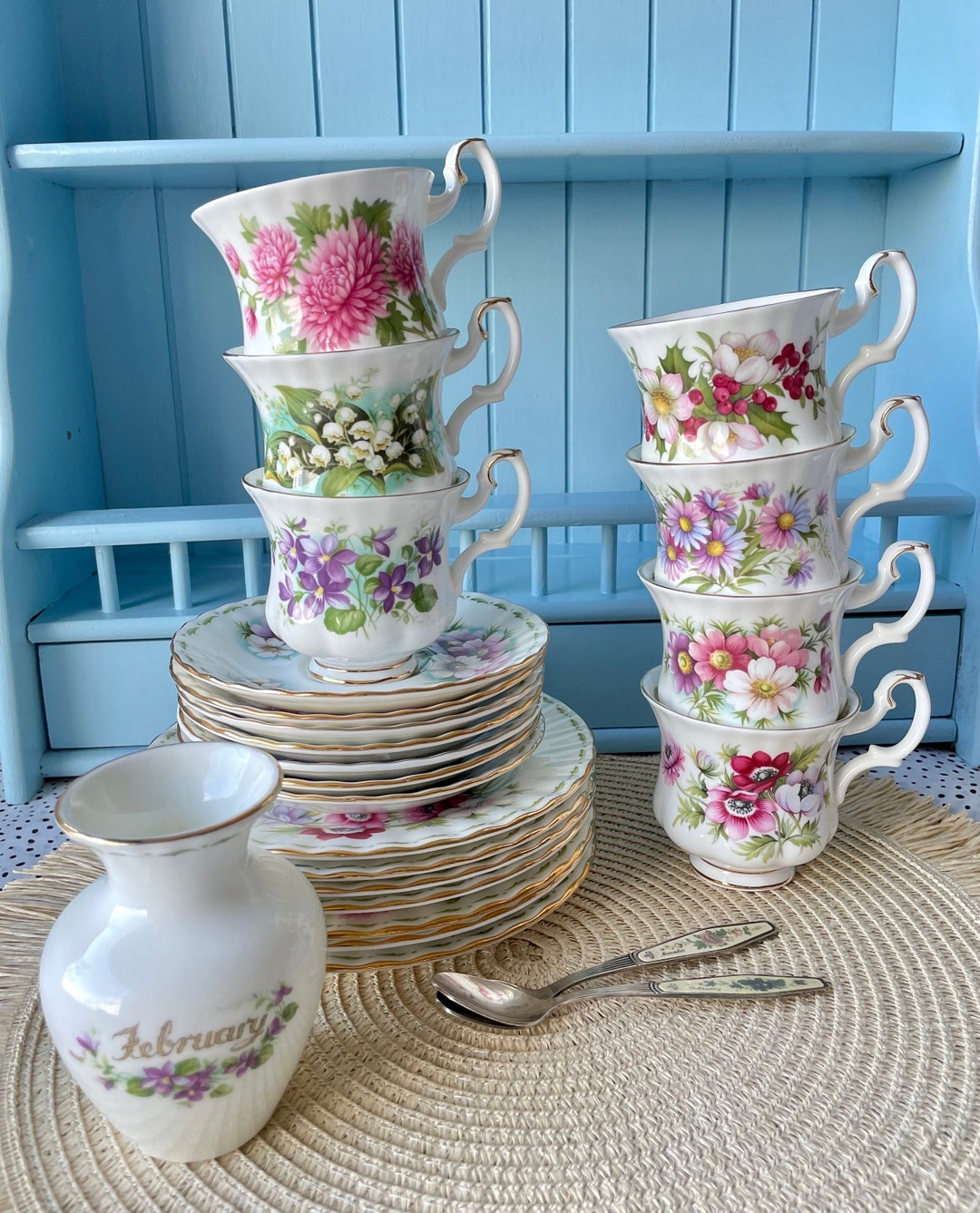 Royal Albert Flower of the Month Trio's Cup Saucer Plate, Fine Bone ...