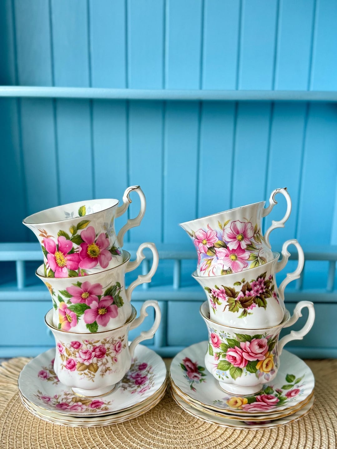 Set of 6 Vintage Royal Albert Coffee Cups and Saucers, Bone China, Mix ...