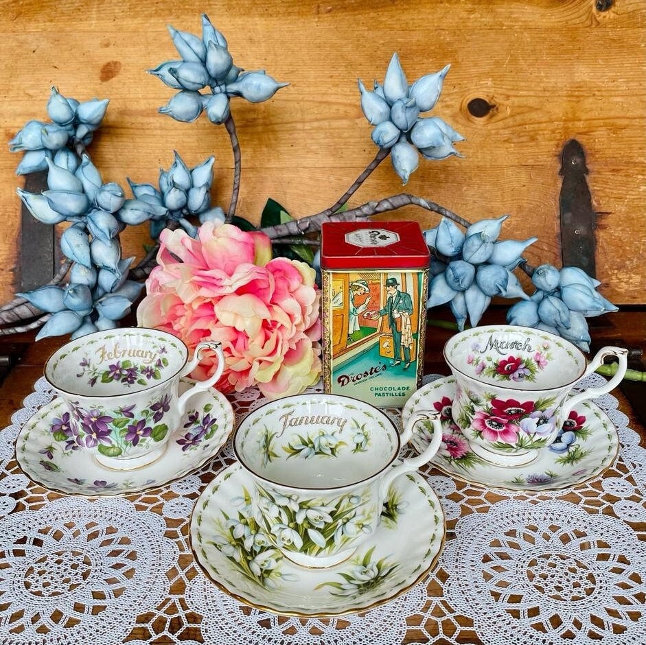 Royal Albert Flower of the Month Gentleman Sized Duo's Cup & Saucer ...