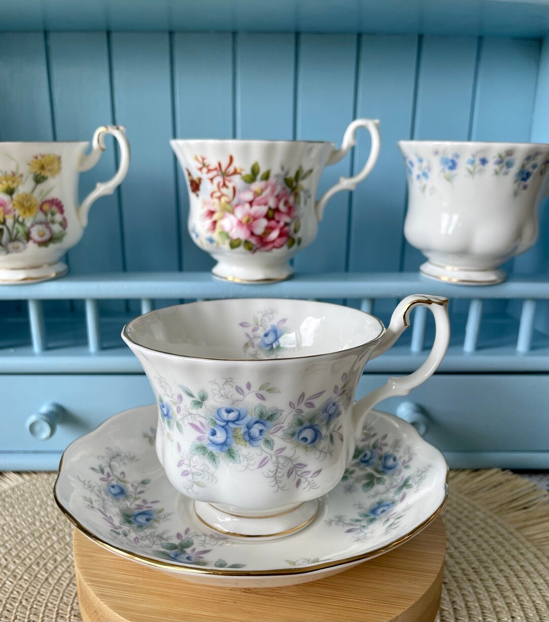 Vintage Royal Albert Blue Blossom Series Male Sized Teacup & Saucer ...