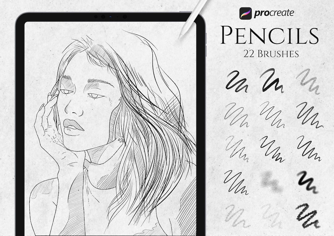 22 Procreate Pencils Pack Brushes Pencil Texture Sketching - Etsy