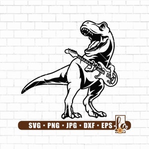 Dinosaur Svg | Dino Guitar Svg | Guitarist Svg | Dino Rock Plays a ...