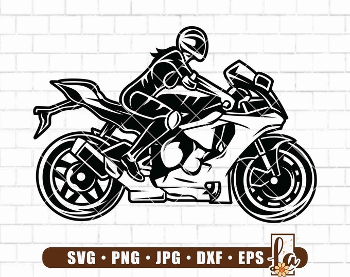 Biker Woman SVG | Girl Riding Motorcycle SVG | Motorbike Bike Road Ride ...