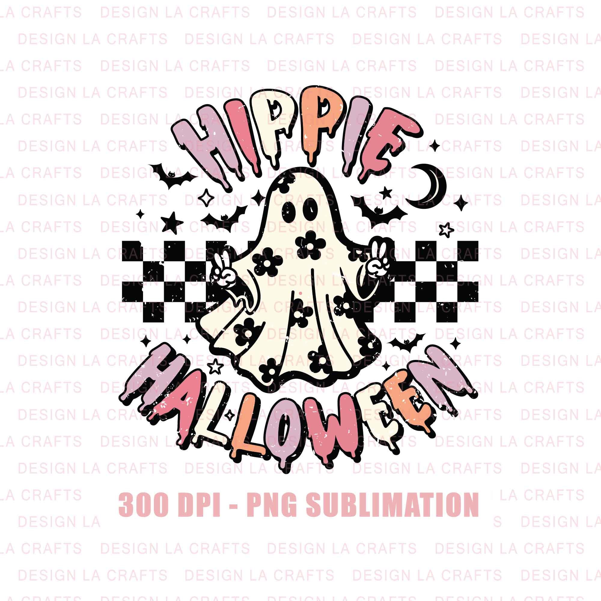 Retro Hippie Halloween Ghost PNG: Sublimation Design (digital Download ...