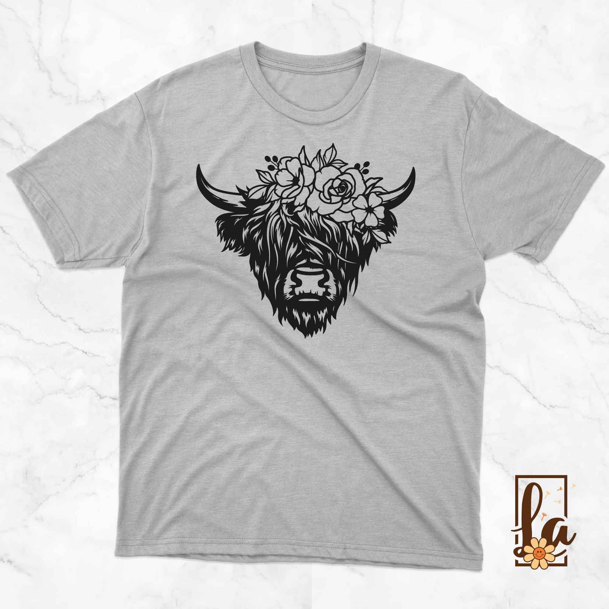 Floral Highland Cow Svg Highland Heifer Svg Hingland Cow - Etsy