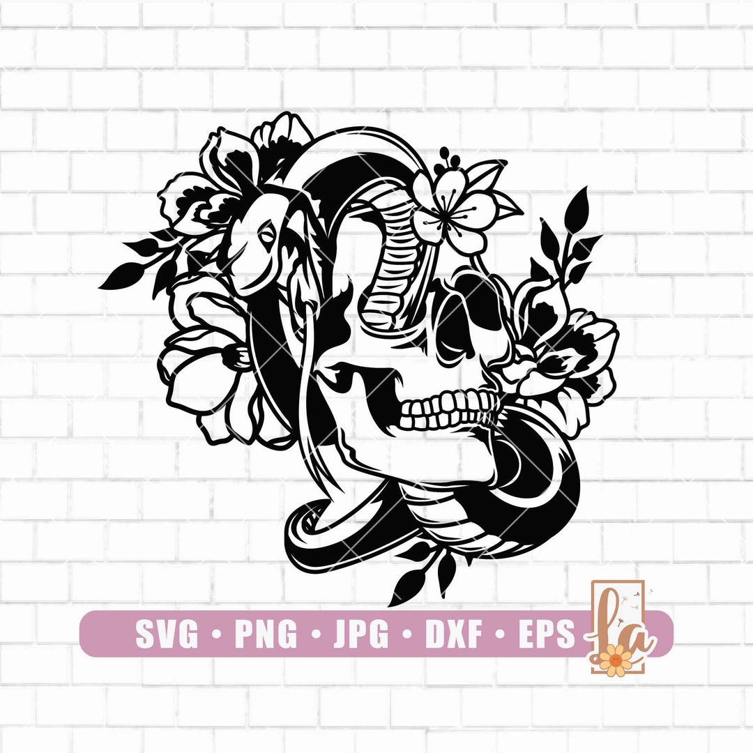 Skull Snake Svg | Floral Snake Skull Svg | Skull Svg | Snake Svg ...