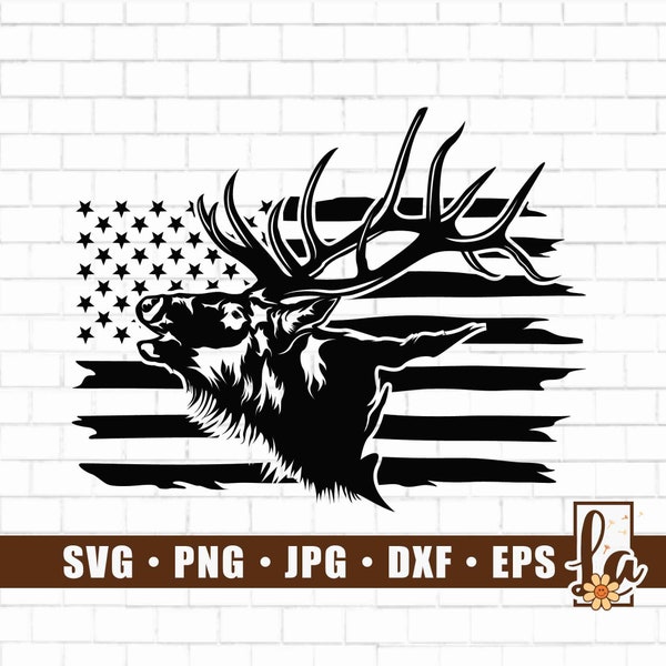 Elk With Flag Dxf File - Etsy