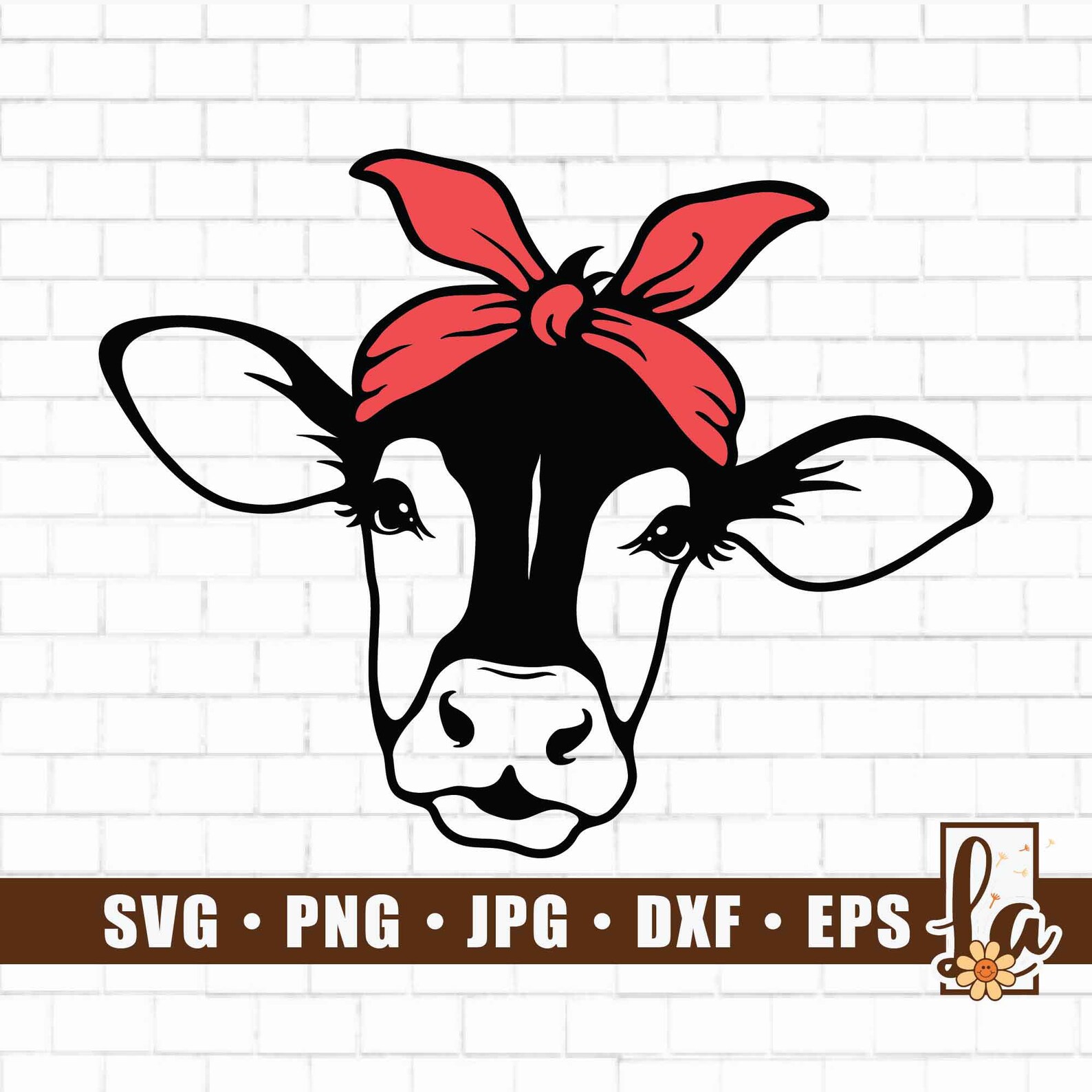 Cow With Bandana SVG Cow Head Svg Cow Face Svg Cow With Red Bow Svg Red ...