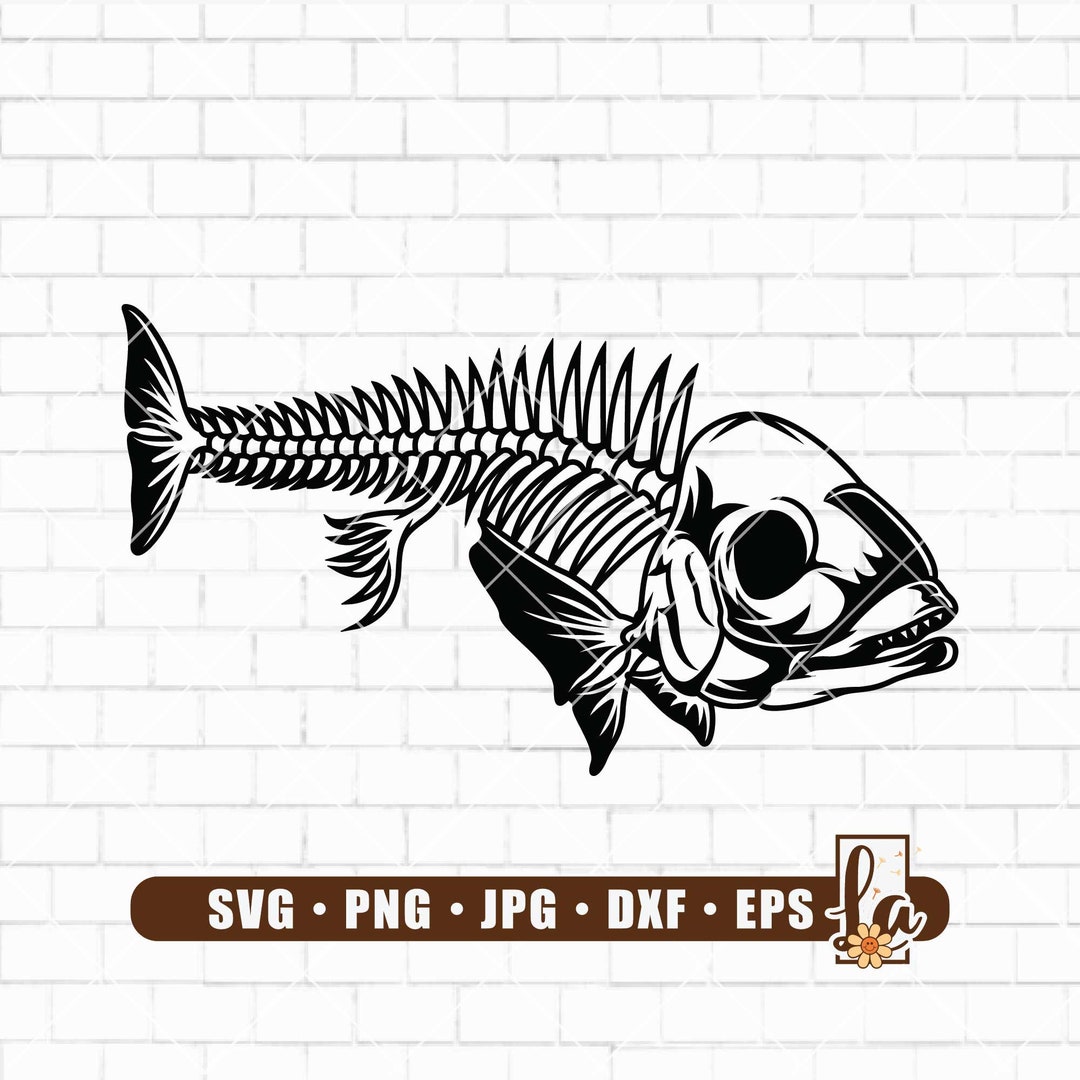 Skeleton Fish Svg | Piranha Svg | Fish Bone Svg | Angler Fish Svg | Sea ...