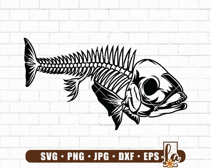 Skeleton Fish SVG, Angler Fish SVG, Clipart, Digital Download for Vinyl ...