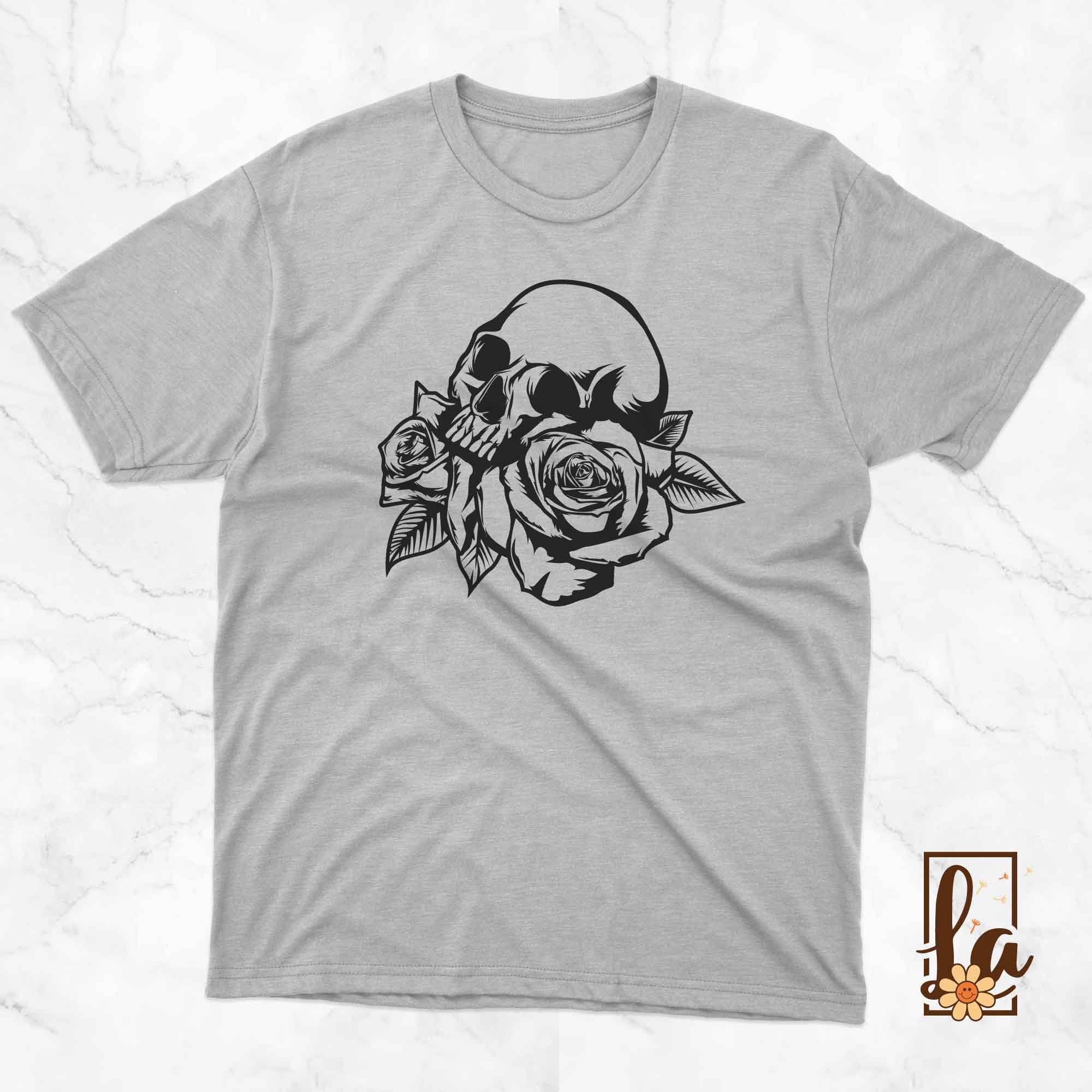 Skull With Roses Svg Skull With Flowers Svg Skull Svg - Etsy