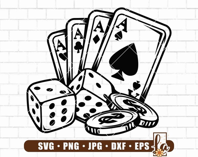 Cards Svg Poker Svg Silhouette Royal Flush Cutting File Clipart Svg Dxf ...