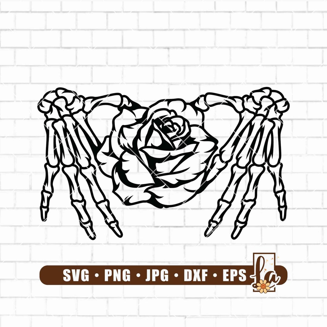 Skeleton Hand Rose Svg | Hands Death Svg | Skull Rose Svg | Flower ...