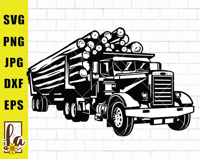 Logging Truck Svg & PNG File Graphic, Logger Rig Truck Vector Clipart ...