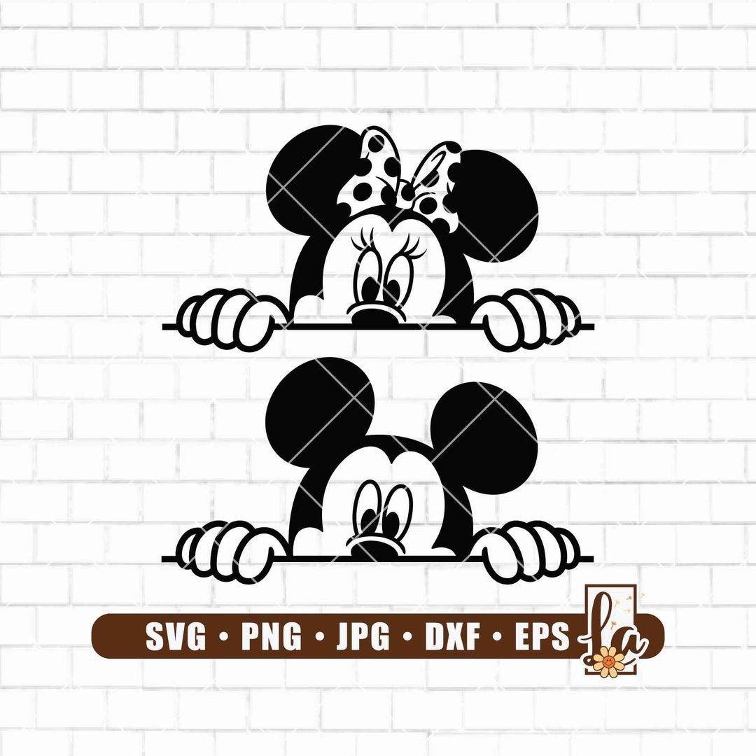 Minnie & Mickey Mouse Peeking SVG: Cricut Silhouette Cut Files (digital Download) - Etsy