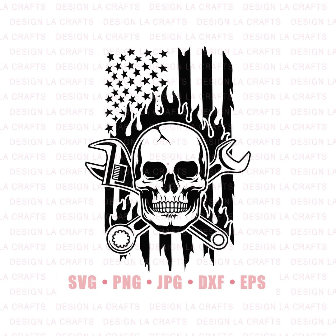 Mechanic Skull Svg Png, Flaming Skull Svg, Skull Mechanic Svg ...