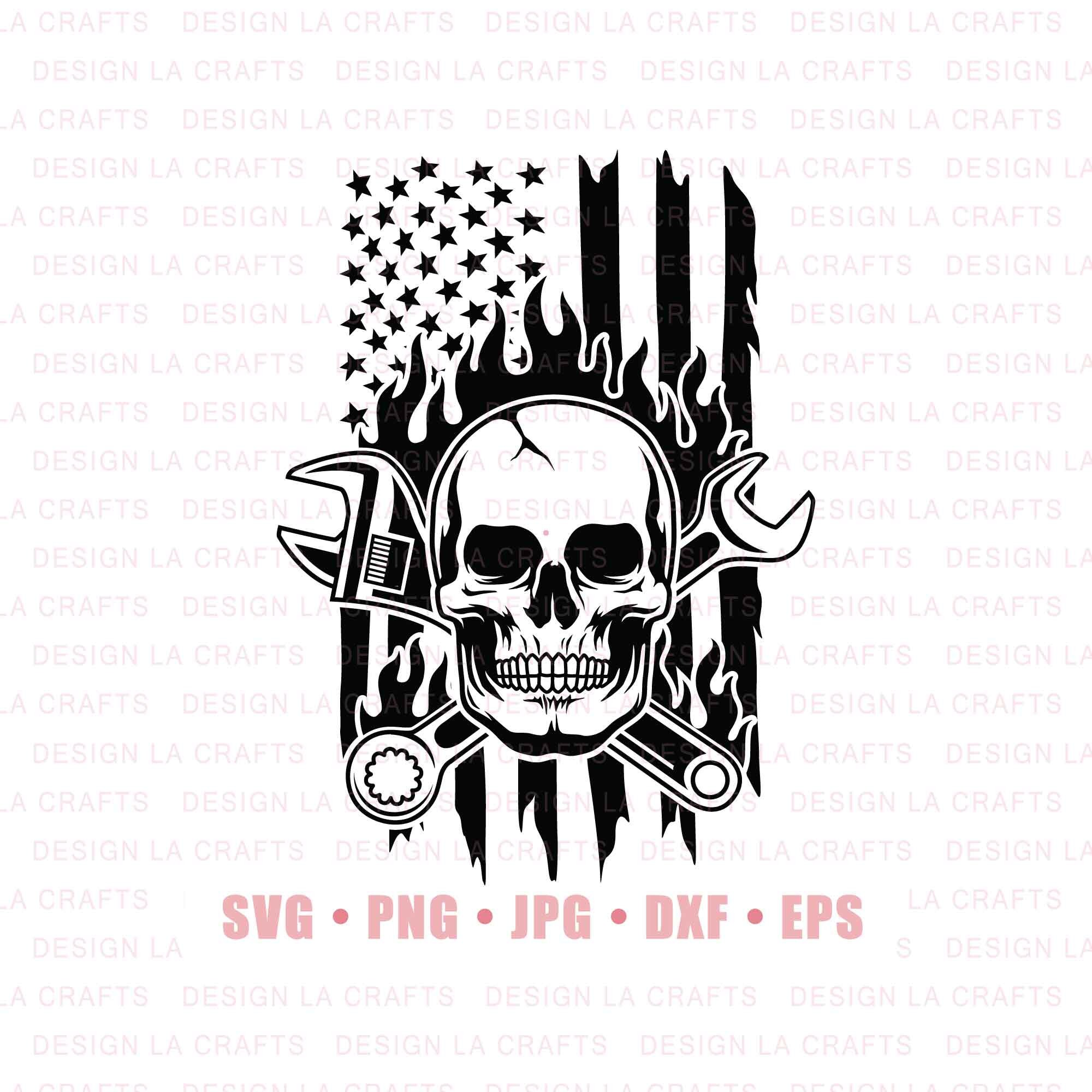 Mechanic Skull Svg Png Flaming Skull Svg Skull Mechanic Svg - Etsy