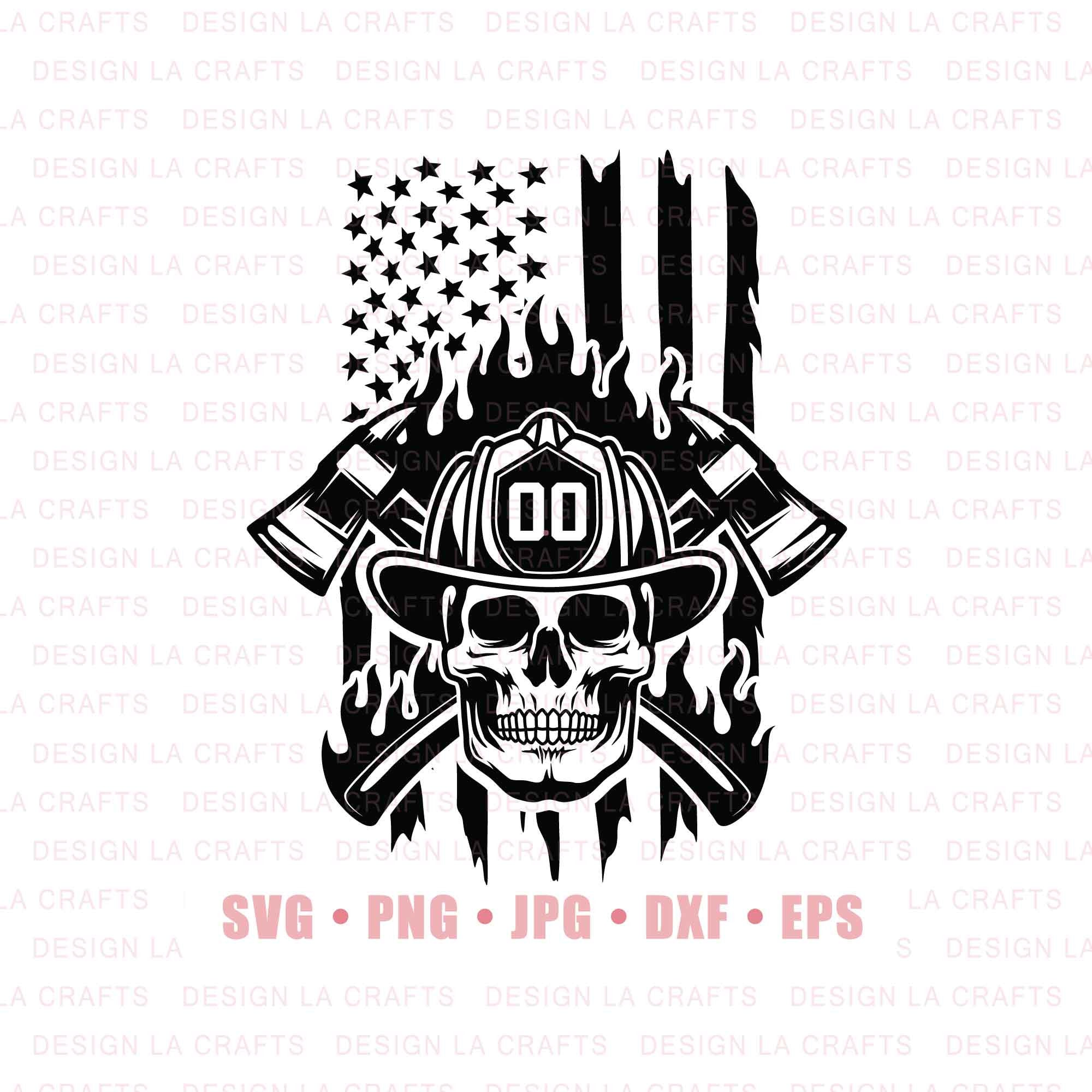 Firefighter Skull Svg US Firefighter Svg Fireman Svg Dad - Etsy