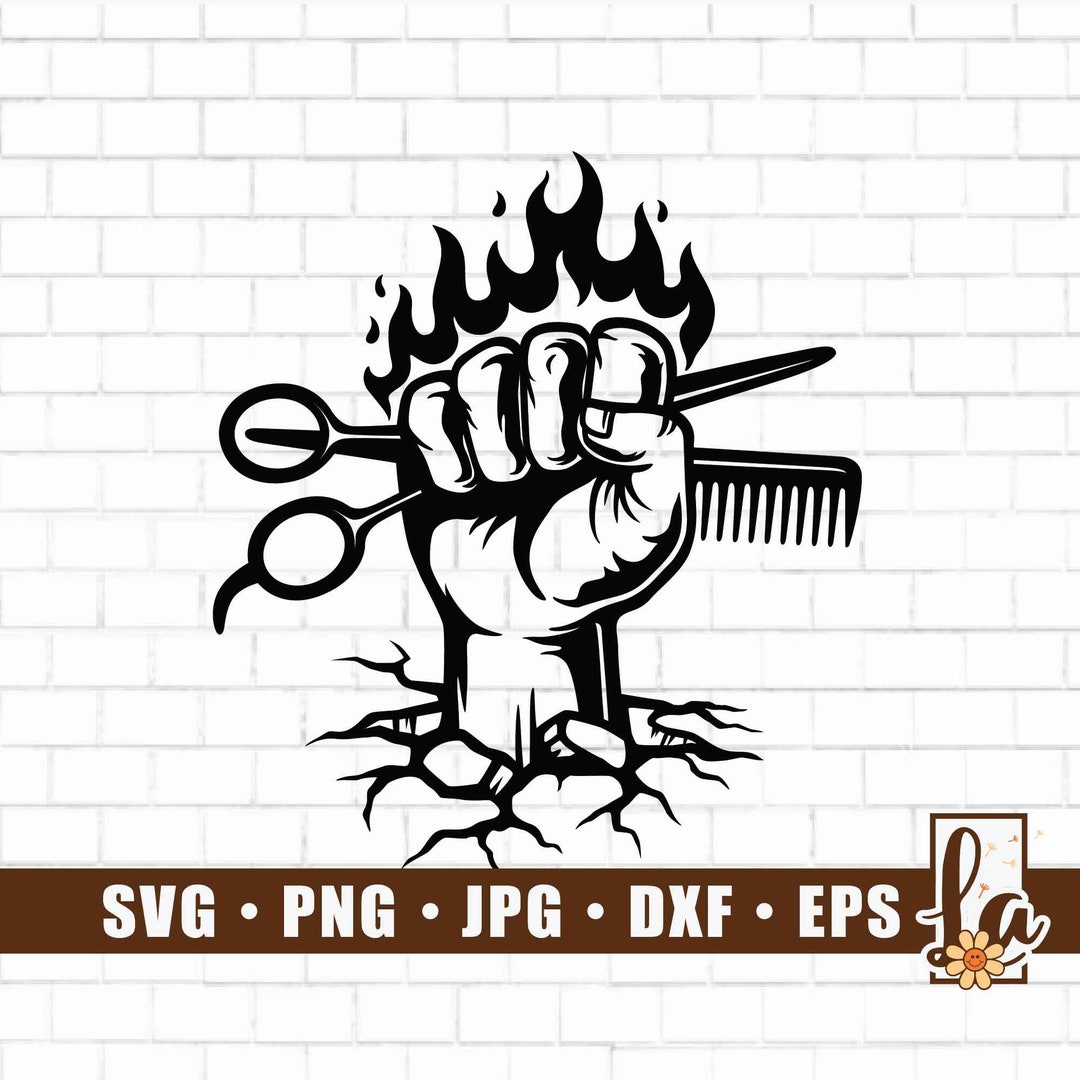 Smashing Barber SVG | Hand Holding Scissor Svg | Flaming Barber Svg ...