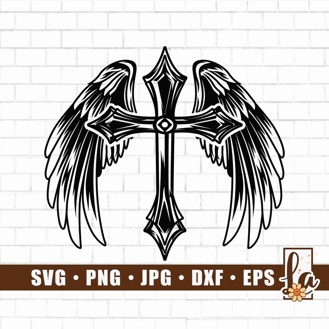 Cross With Angel Wings SVG: Religious Design (digital Download) - Etsy