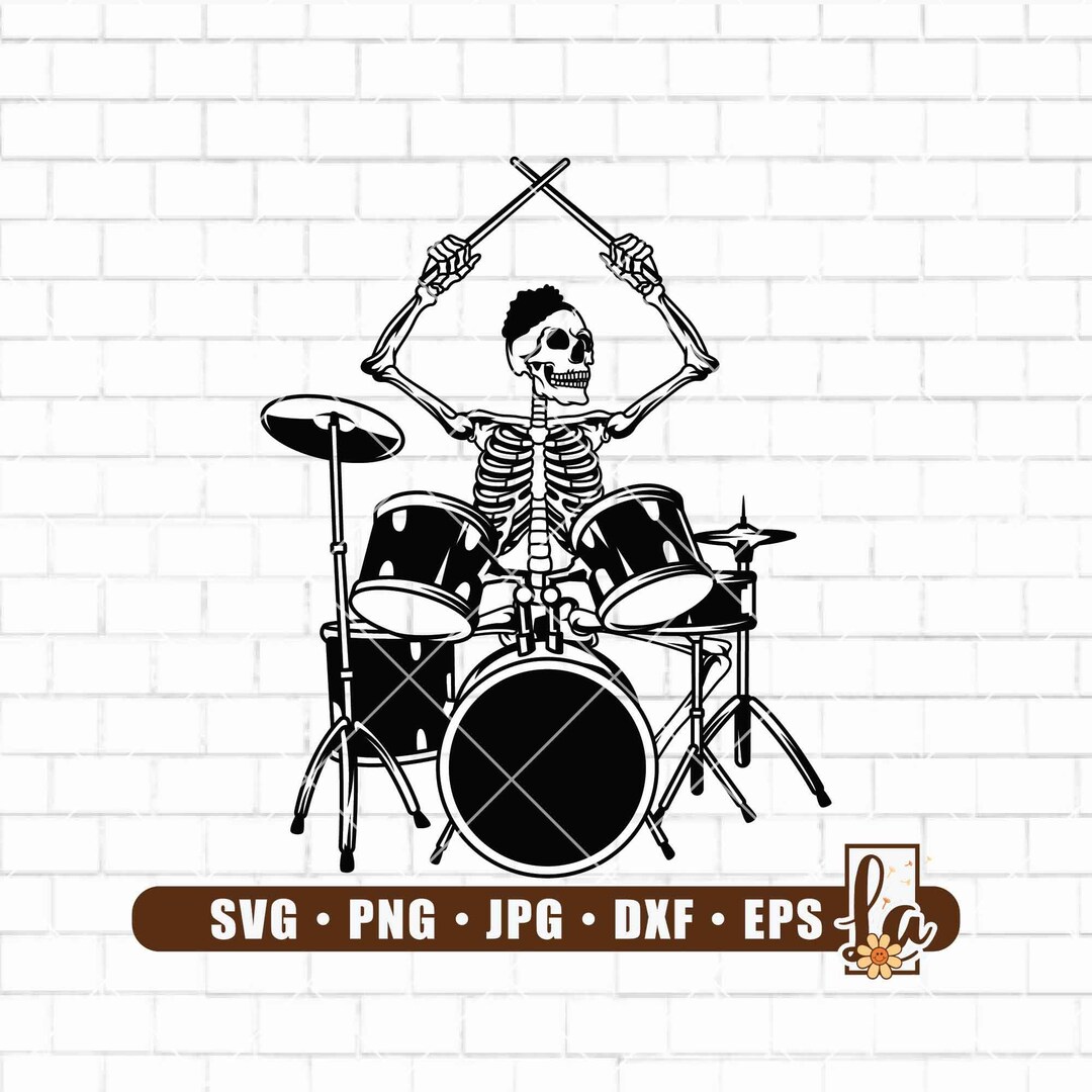 Skeleton Drummer SVG | Rock and Roll SVG | Drum Set Svg | Skull Drummer ...
