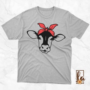 Cow With Bandana SVG | Cow Head Svg | Cow Face Svg | Cow With Red Bow ...