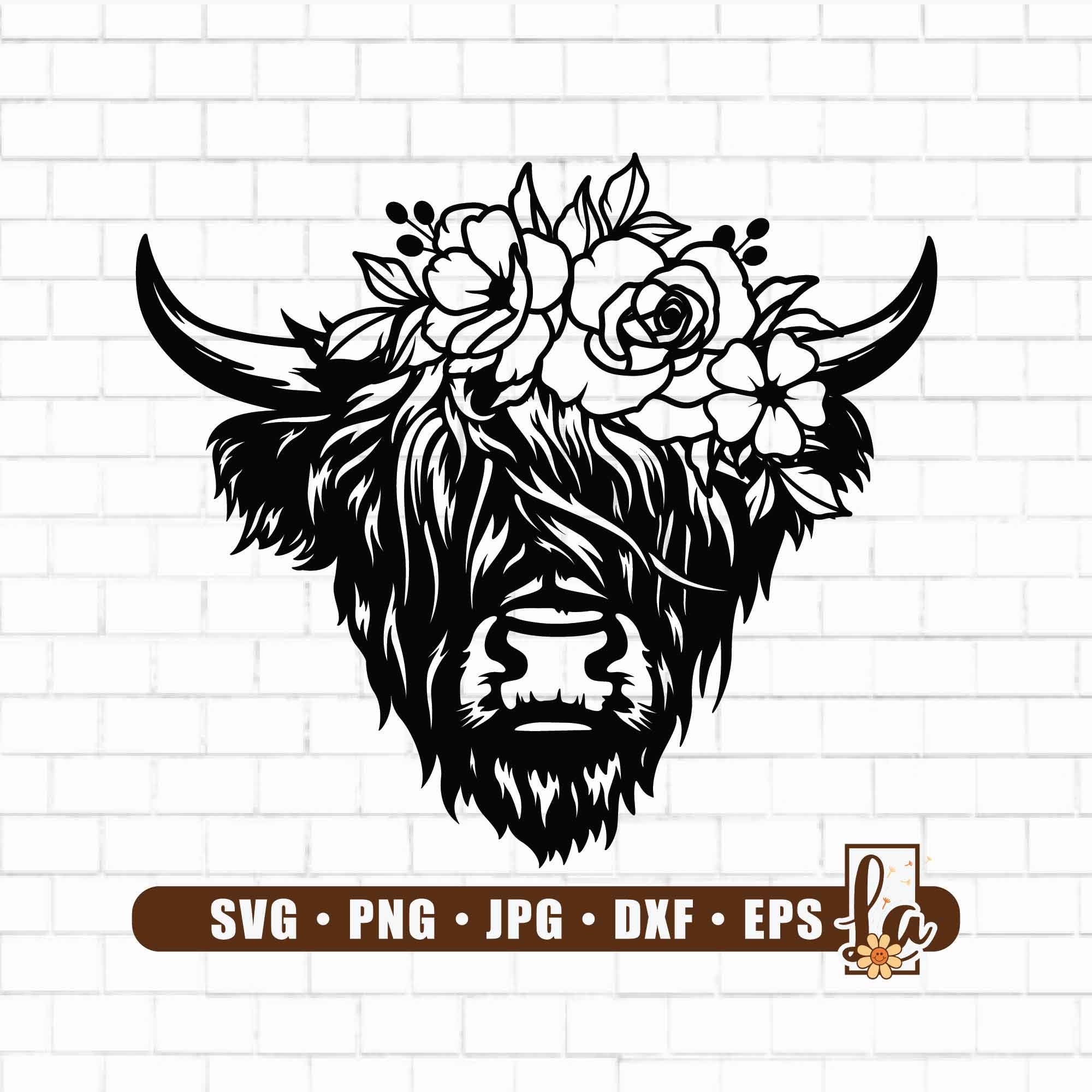 Floral Highland Cow Svg Highland Heifer Svg Hingland Cow - Etsy
