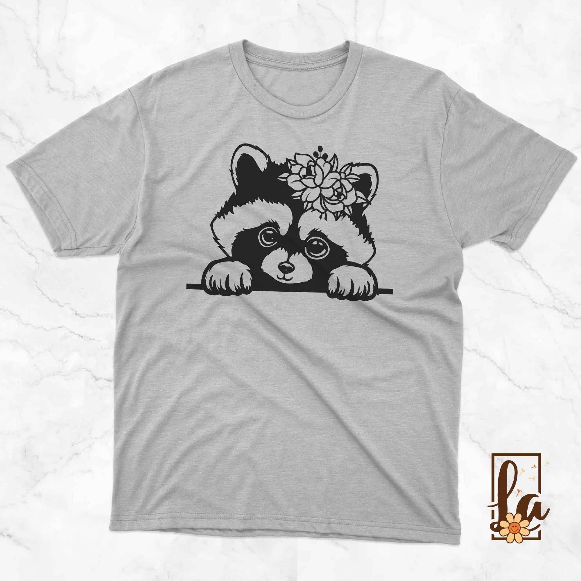 Cute Floral Raccoon Svg Peeking Raccoon Svg Baby Raccoon - Etsy