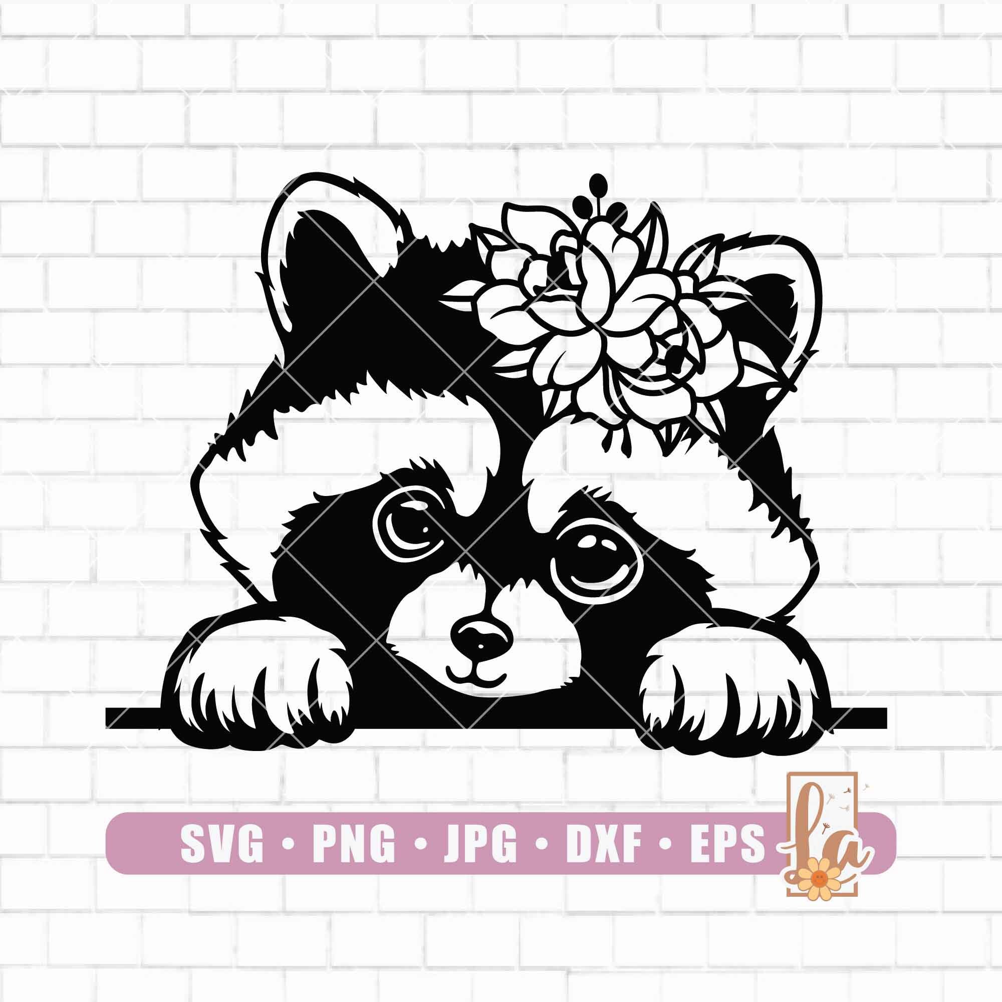 Cute Floral Raccoon Svg Peeking Raccoon Svg Baby Raccoon - Etsy