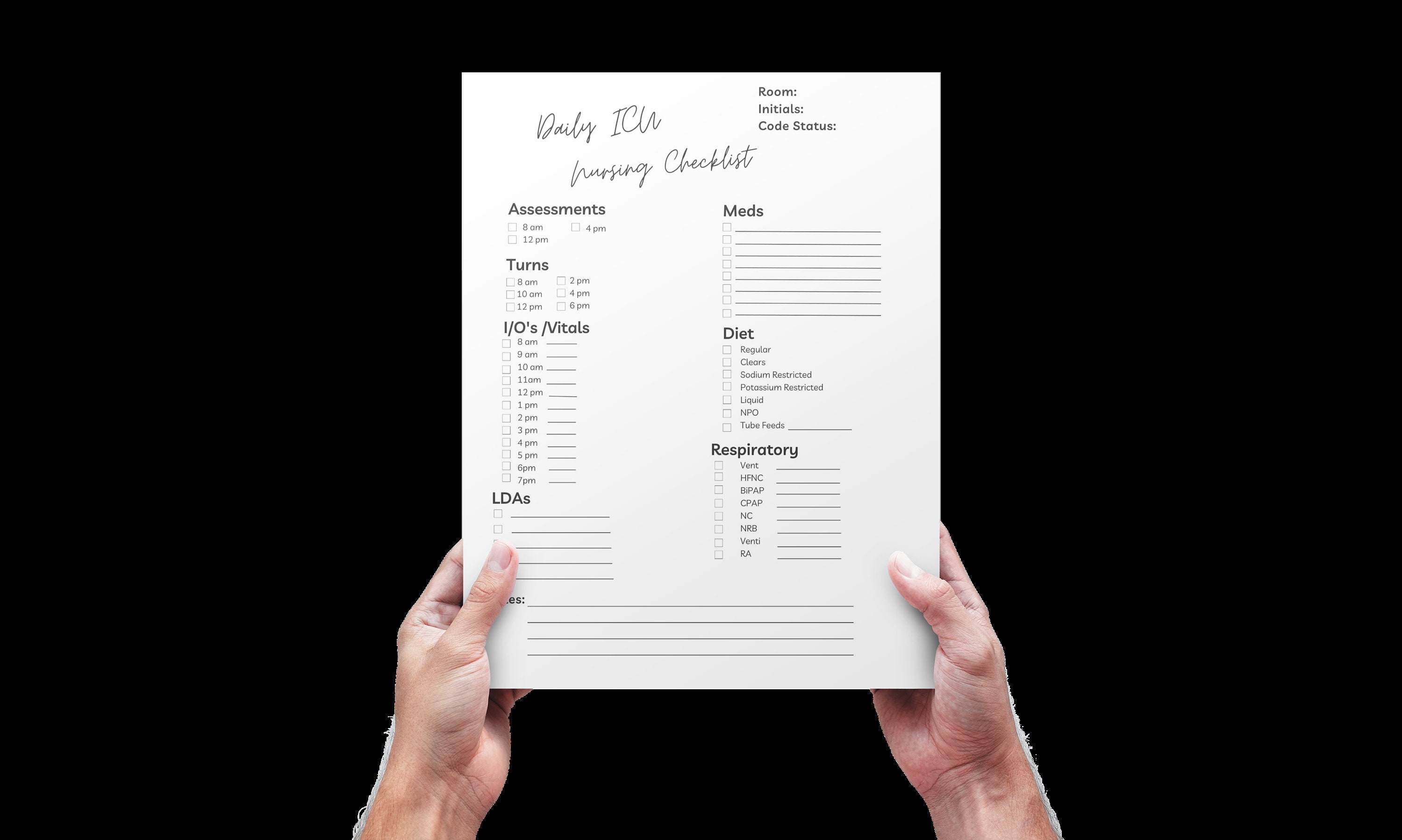 ICU Daily Nursing Sheets - Etsy